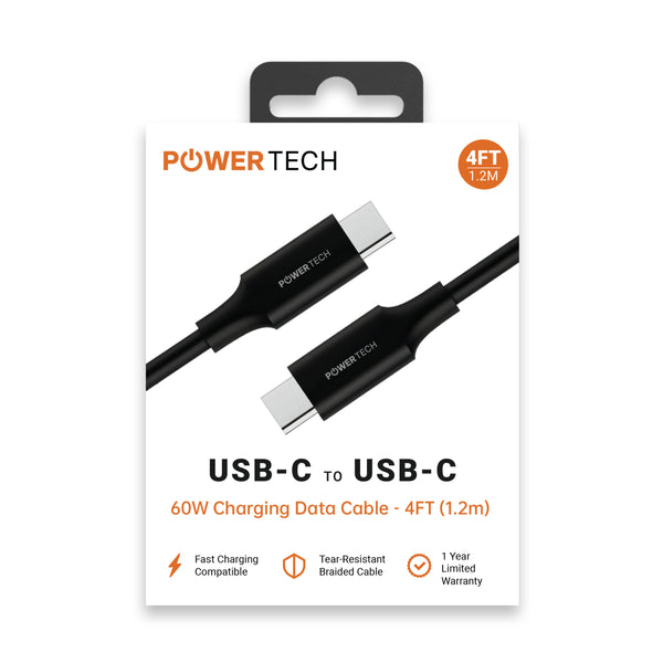 Powertech USB-C To USB-C 4ft Cable - Black – C2 Wireless - Boost