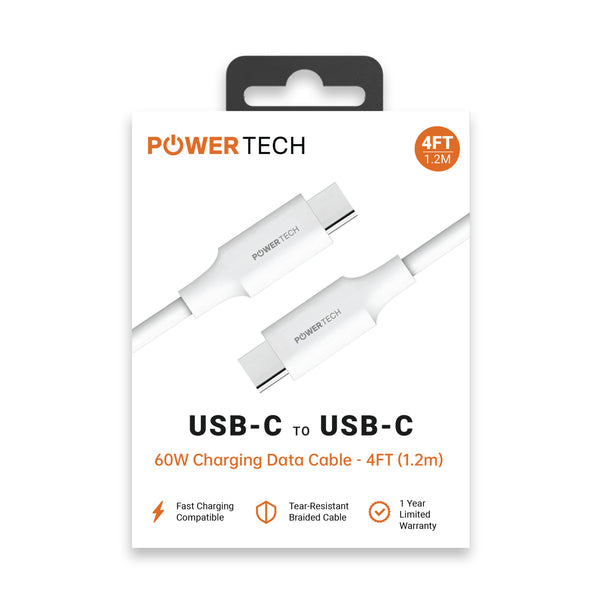 Powertech USB-C To USB-C 4ft Cable - White – C2 Wireless - Boost